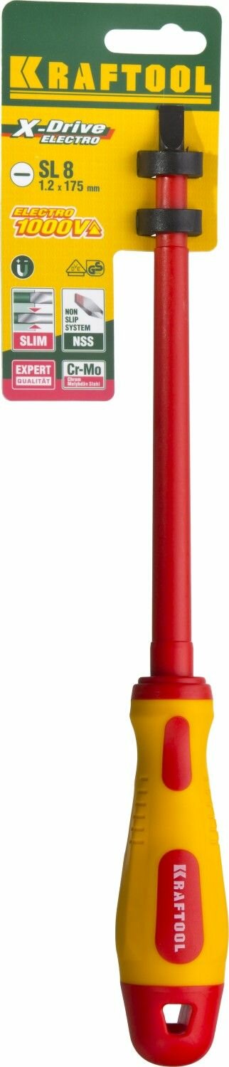 Отвертка высоковольтная KRAFTOOL SL8 х 175 мм, арт. 250083-8.0-175