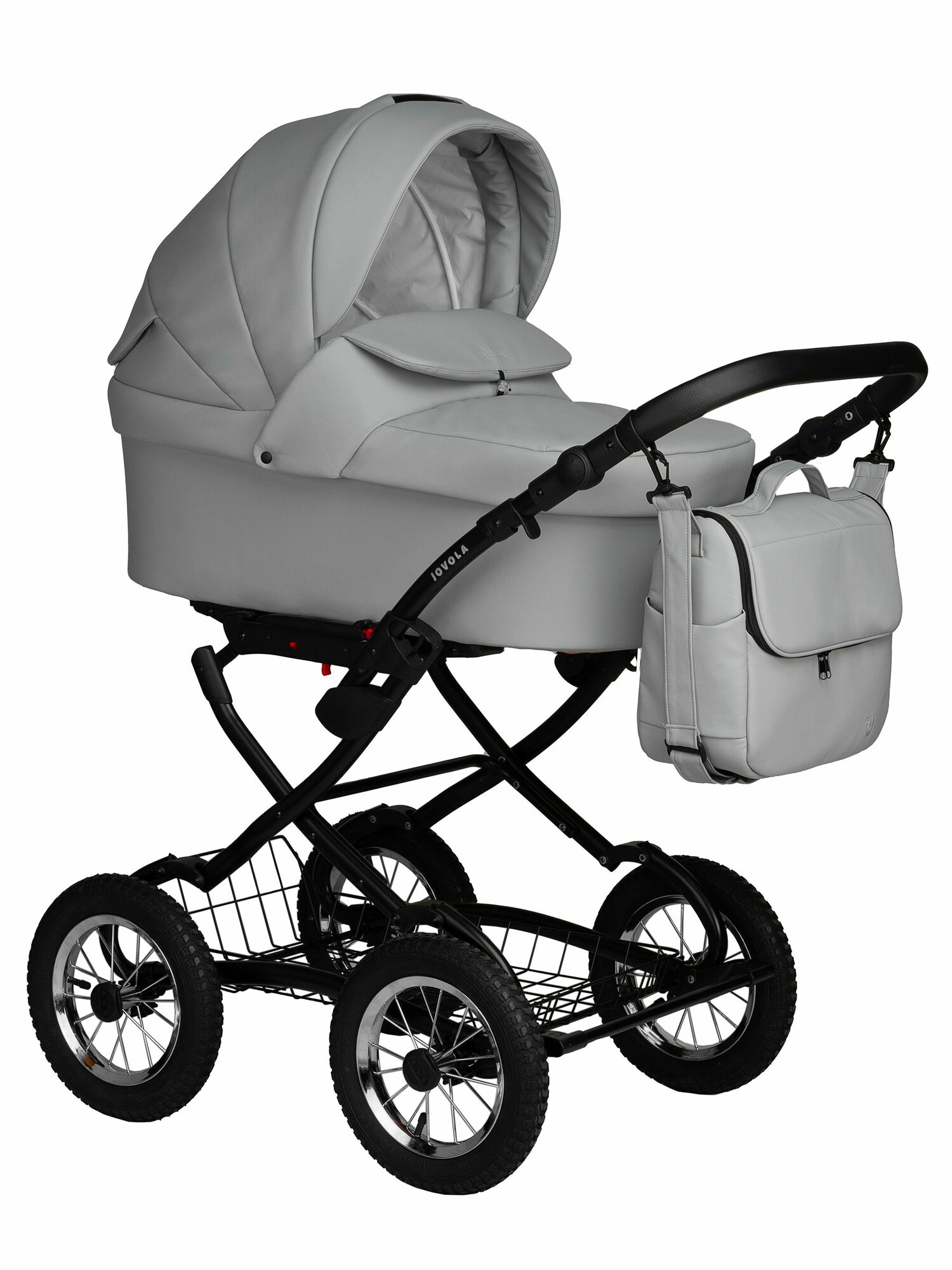 Коляска-люлька для новорожденных Jovola Tessa Eco Light Classic, классическая, всесезонная, Te 04 (светло серая кожа)