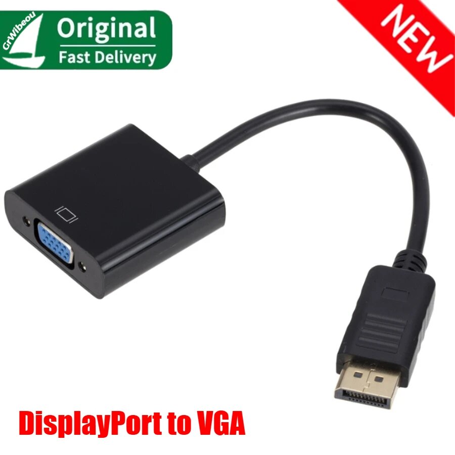 GRWIBEOU Адаптер DisplayPort в VGA Black