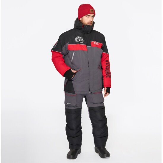 Костюм Alaskan Dakota 2.0 зимний, красный/серый/черный XL (куртка+ полукомбинезон)