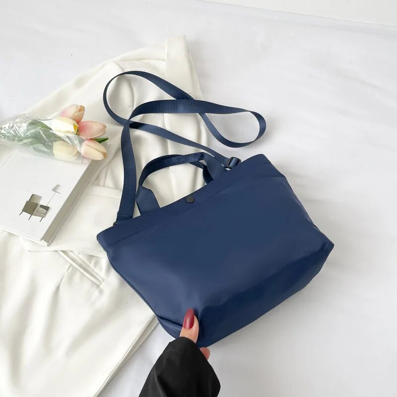 Vintage 2025 Новая крупная сумочка женская нейлоновая ткань сумка для плеча корейская простые пакеты с поперечим пусты, blue, SKU01061
