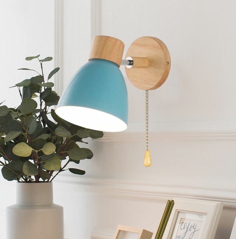 Современный скандинавский внутренний светодиодный настенный светильник с выключателем, E27 для домашнего декора спальня прикроватная тумбочка гостиная кухня белый деревянные бра 03