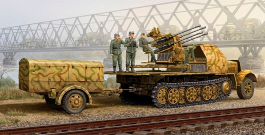 Сборная модель ЗСУ 2cm Flakvierling 38 Sd Kfz 7/1 Late (1/35) Trumpeter 01524