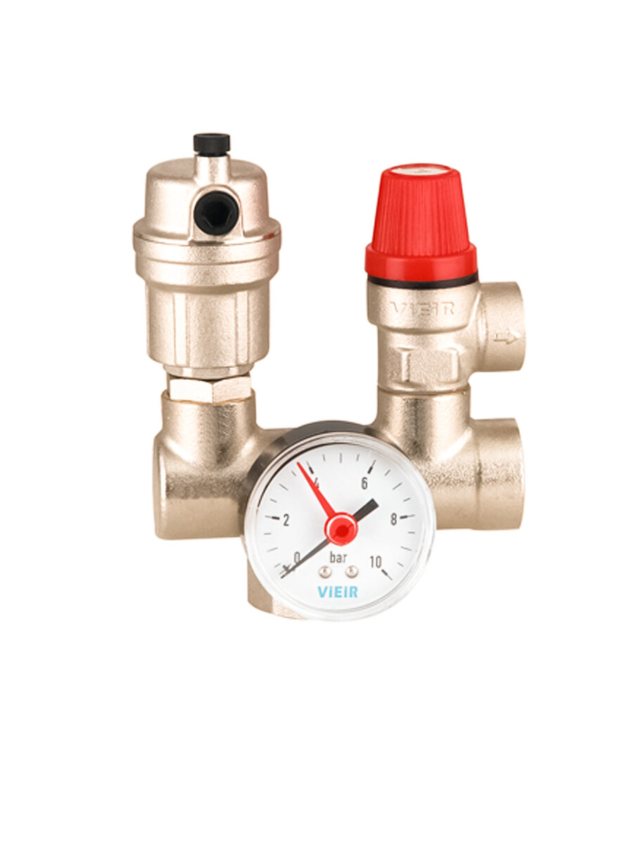 Группа безопасности котла проходная Ø3/4″ 3 BAR VIEIR AQ1124