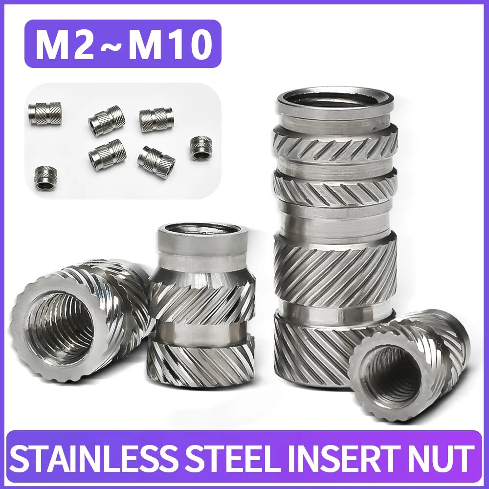 Гайки-вставки из нержавеющей стали M2-M10 M6 (OD 8.2mm), Lenght 8mm (15PCS)