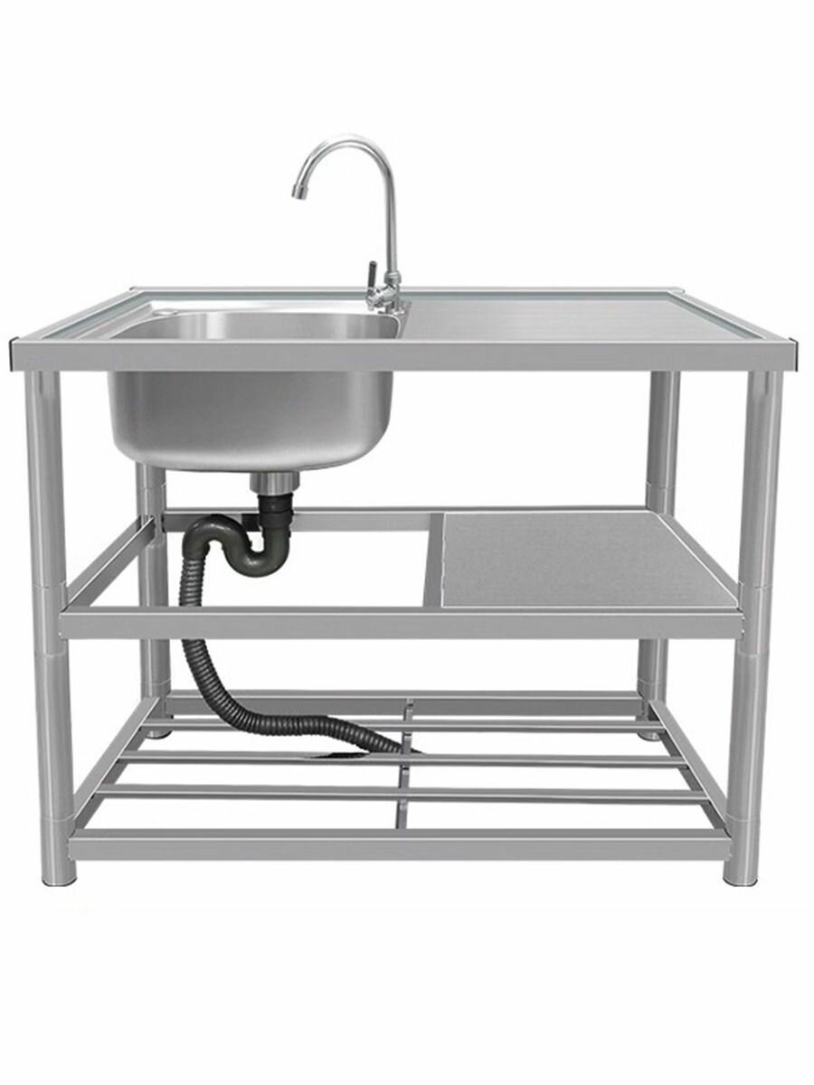 Кухонная мойка, стол из нержавеющей стали С краном горячей и холодной воды, Уличная походная раковина