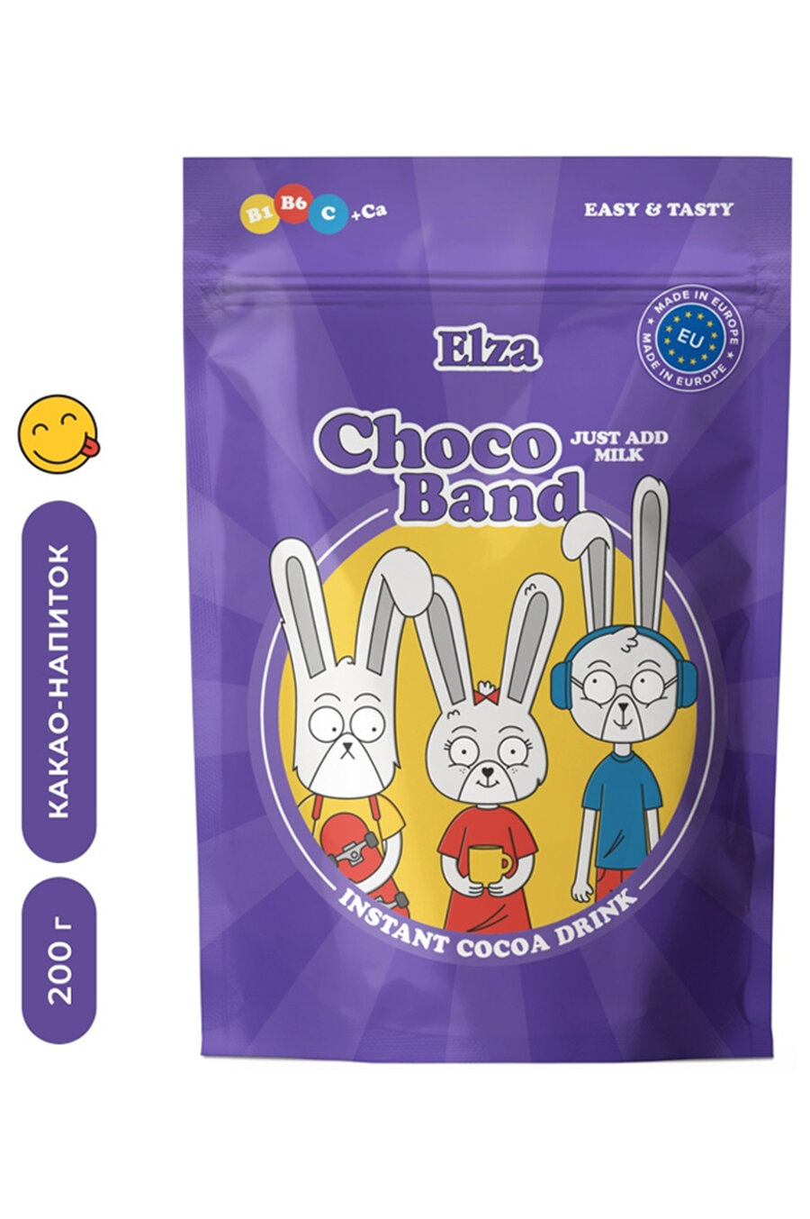 Какао-напиток Elza "Choco Band" растворимый с витаминами в м/у, 200г. Венгрия