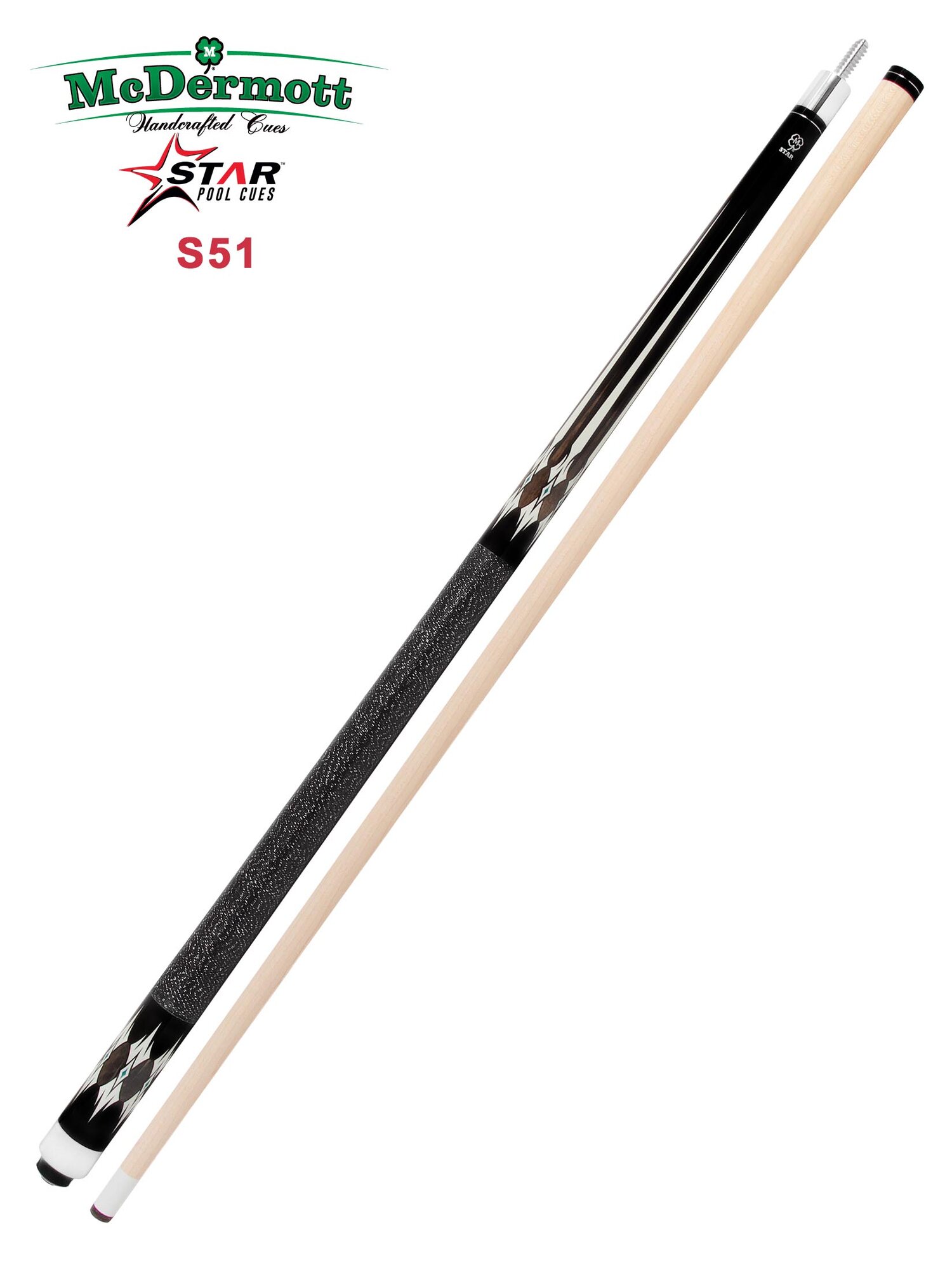 Кий бильярдный для американского пула McDermott Star S51, двухсоставный