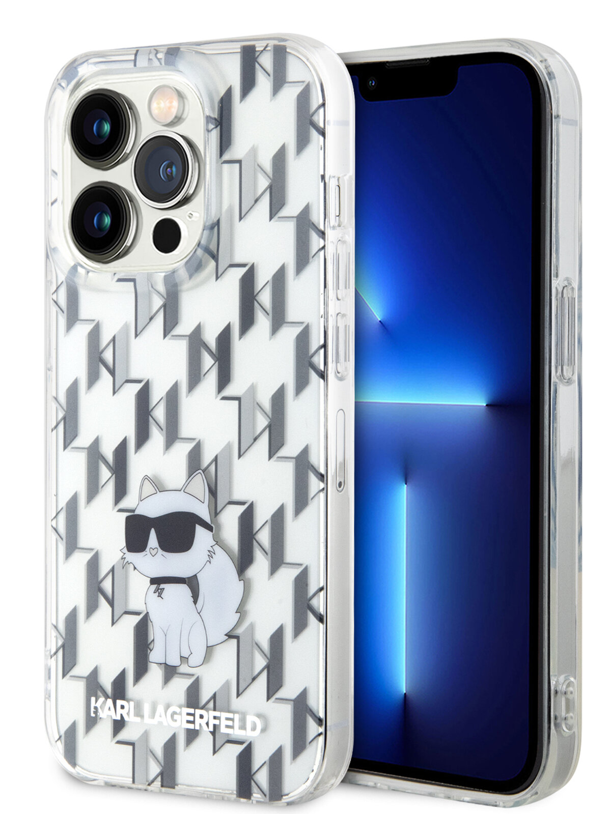 Чехол Karl Lagerfeld на iPhone 15 Pro с принтом IML Design, прозрачный