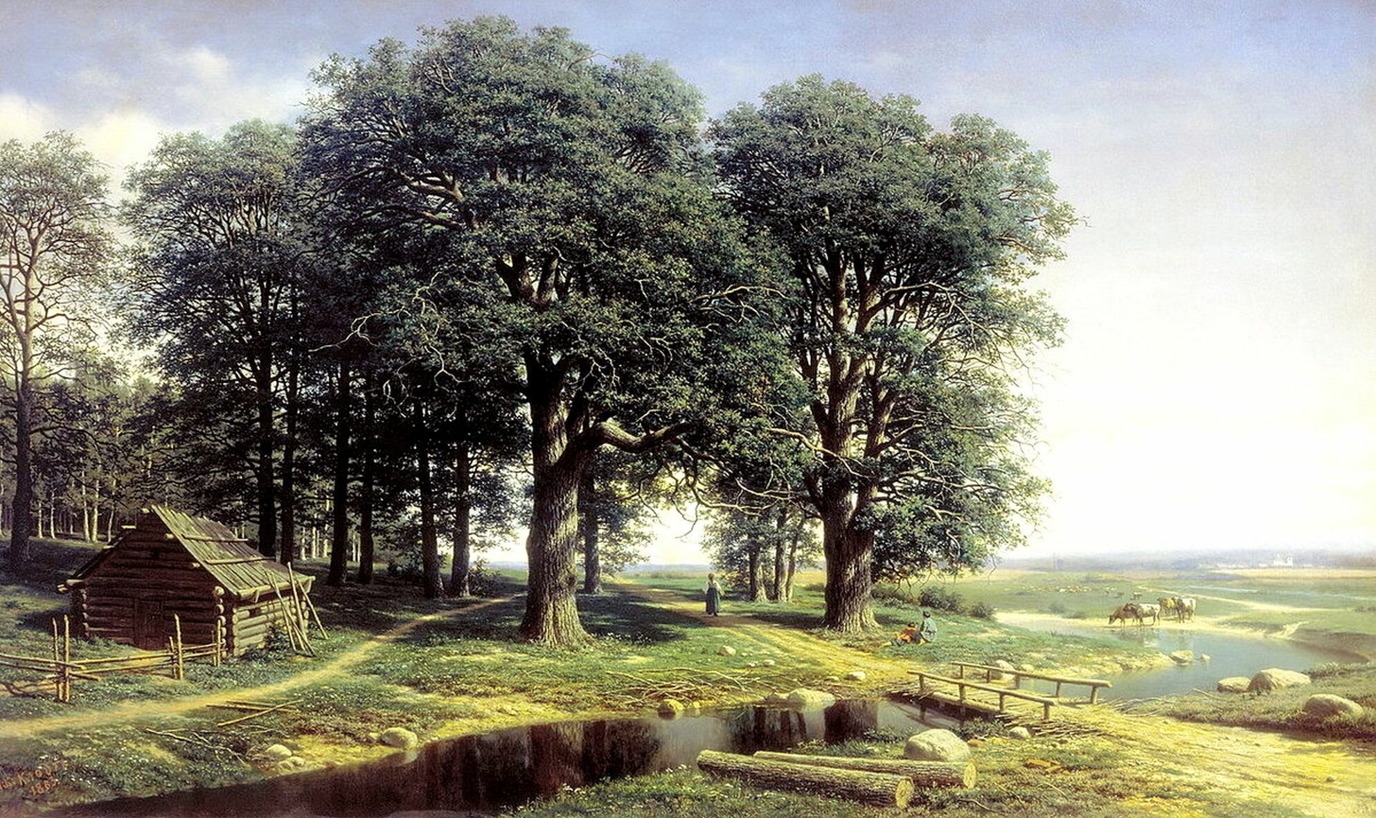 Картина Клодта Михаила Дубовая роща 70х41 см