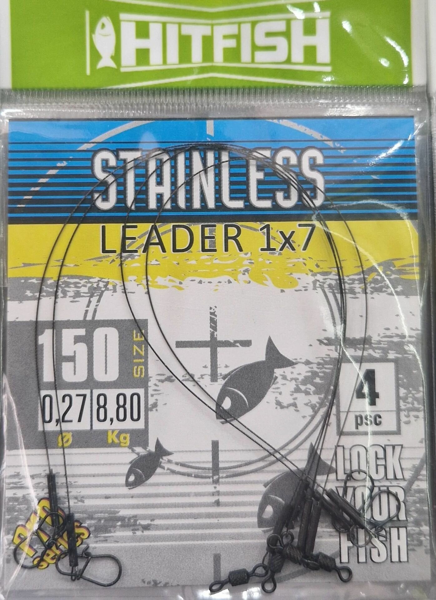 Стальной поводок HITFISH Stainless leader 1-7 нитей (150 mm d0.27 8.8 kg) (4 шт/уп)