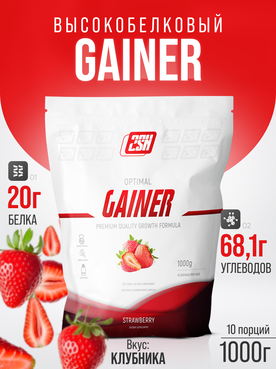Гейнер для набора мышечной массы, мыщц, похудения 2SN Gainer1000g (Клубника)