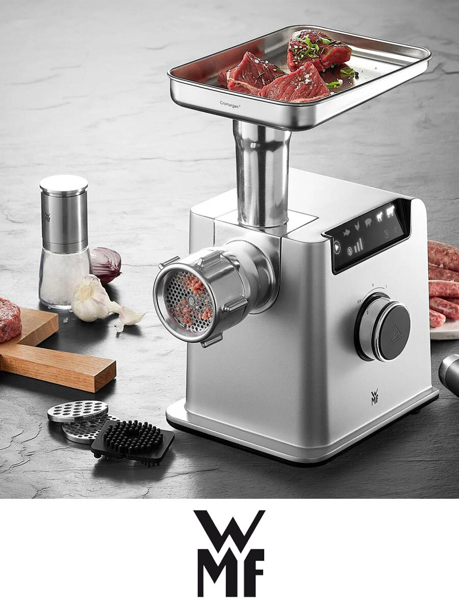 Мясорубка WMF Profi Plus, 2200 ВТ, 1.7 кг/мин, 75 дБ, 4 автоматические программы, функция автореверса