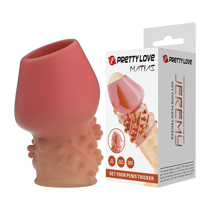 Насадка стимулирующая на головку члена PrettyLove«Matias», розовая