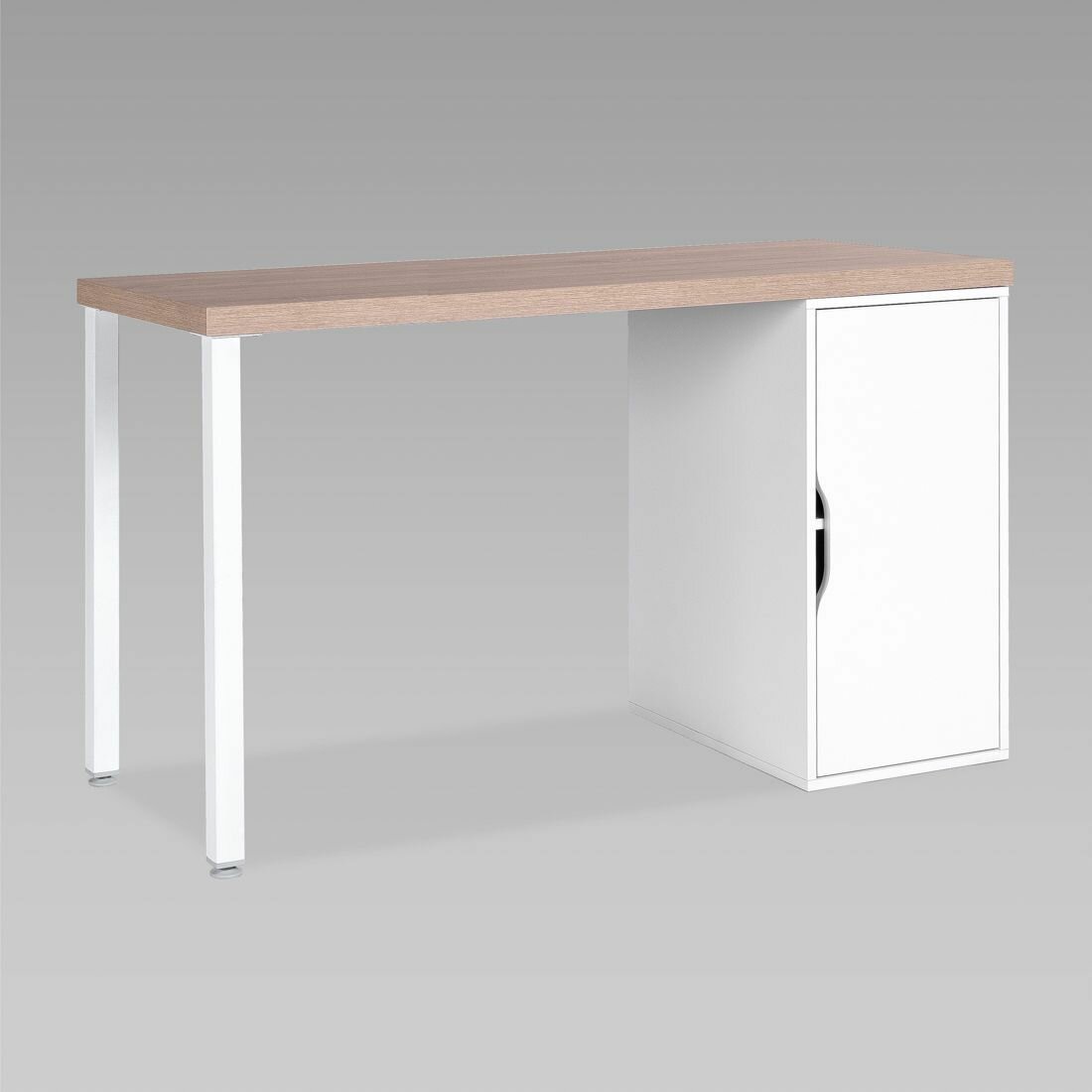 Ингар 2/ДВ/T стол письменный 140x75x55, дуб беленый/белый шведский стандарт