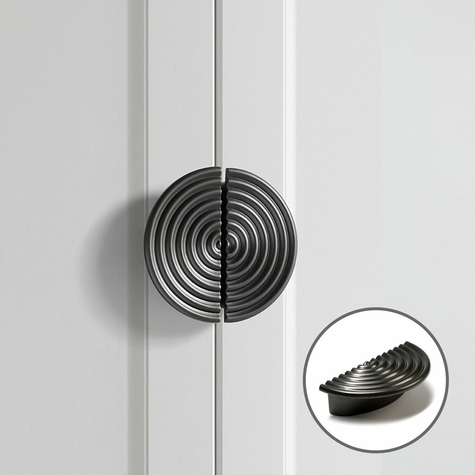 Ручка мебельная м/о 64 мм, цвет графит, цвет: графит, форма: фигурная