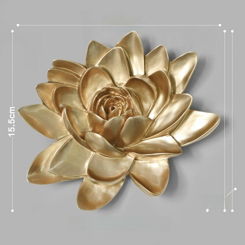 Luxurious resin lotus wall art for bedroom decor and stylish home accent lotus gold 18cm