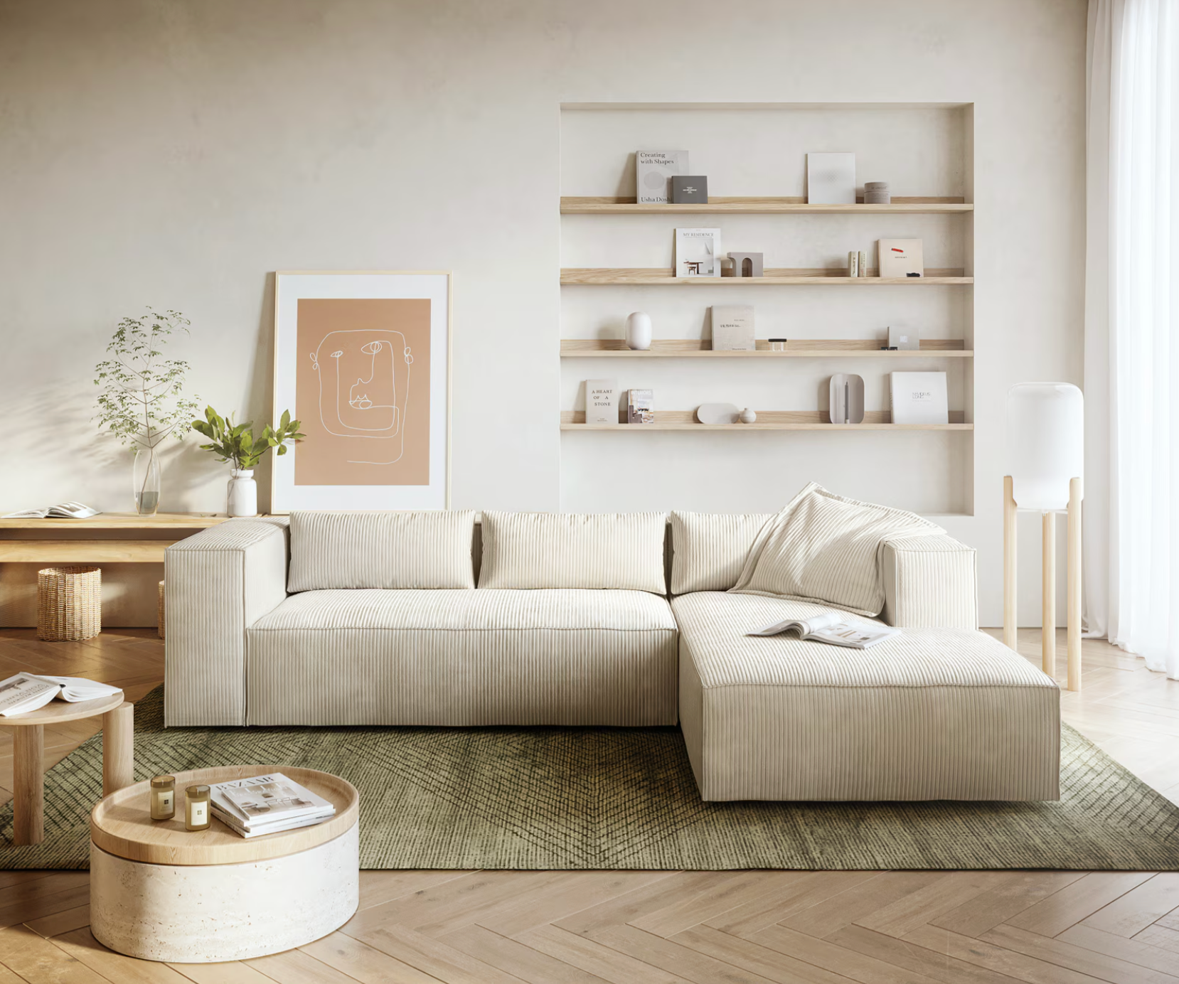 Диван угловой Harizma-Mebel Вена-Лофт мод1, велюр-вельвет, независимый пружинный блок, с подлокотниками