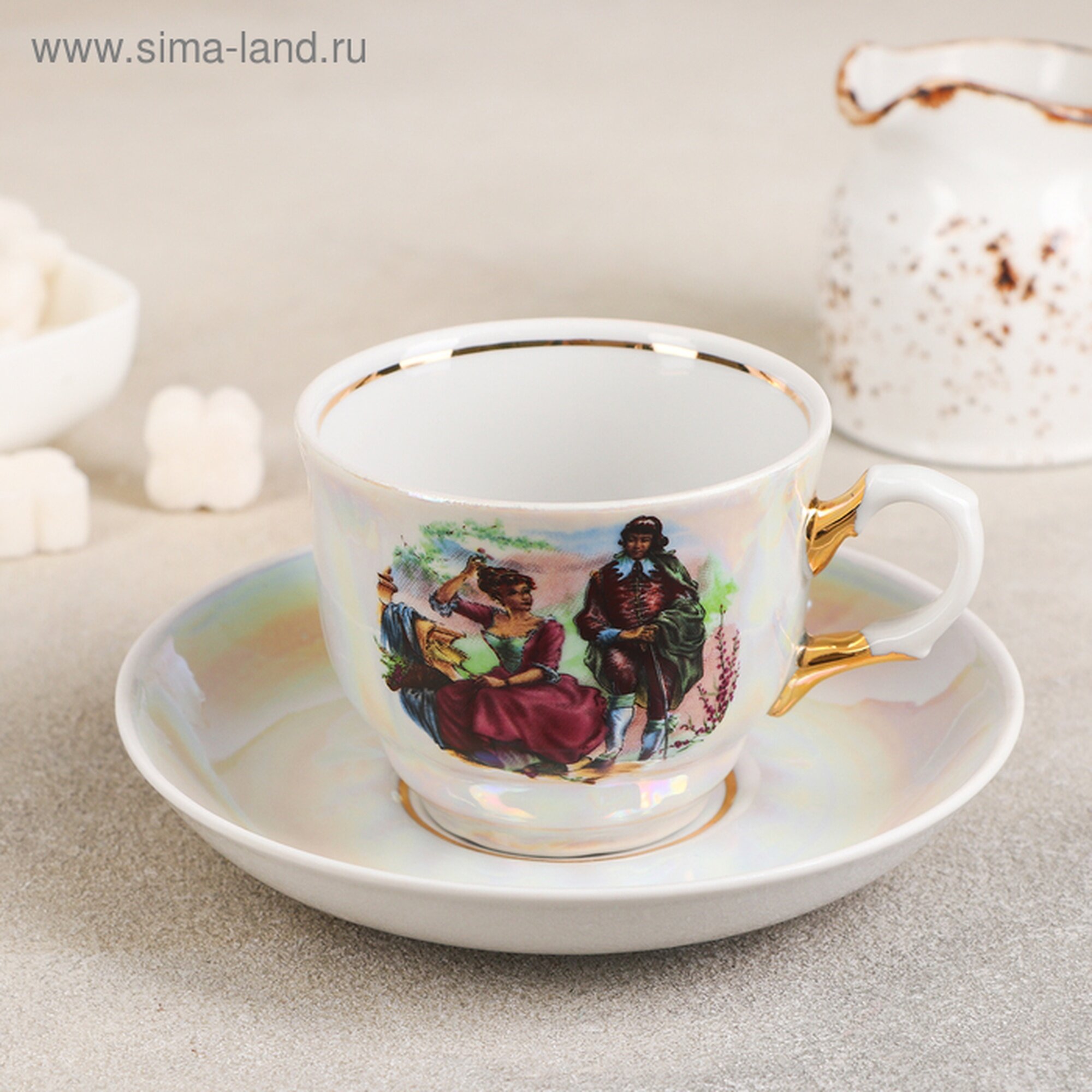 Чайная пара Добрушский фарфоровый завод "Мадонна", 2 предмета, 250мл, белая