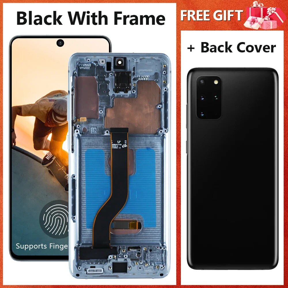 S20 Plus для Samsung S20 + 100% протестированный SM-G985 SM-G985F ЖК-дисплей с OLED Black Kit
