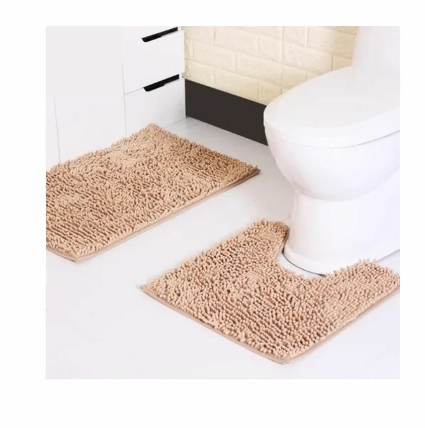 Коврики для ванной и туалета из микрофибры (Бежевый цвет )