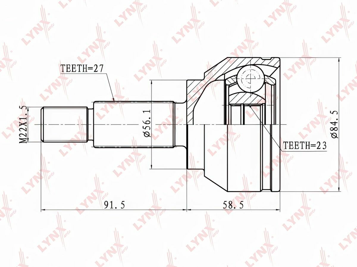 ШРУС наружный передний, для Форд Мондео 3 арт CO3005 LYNXAUTO