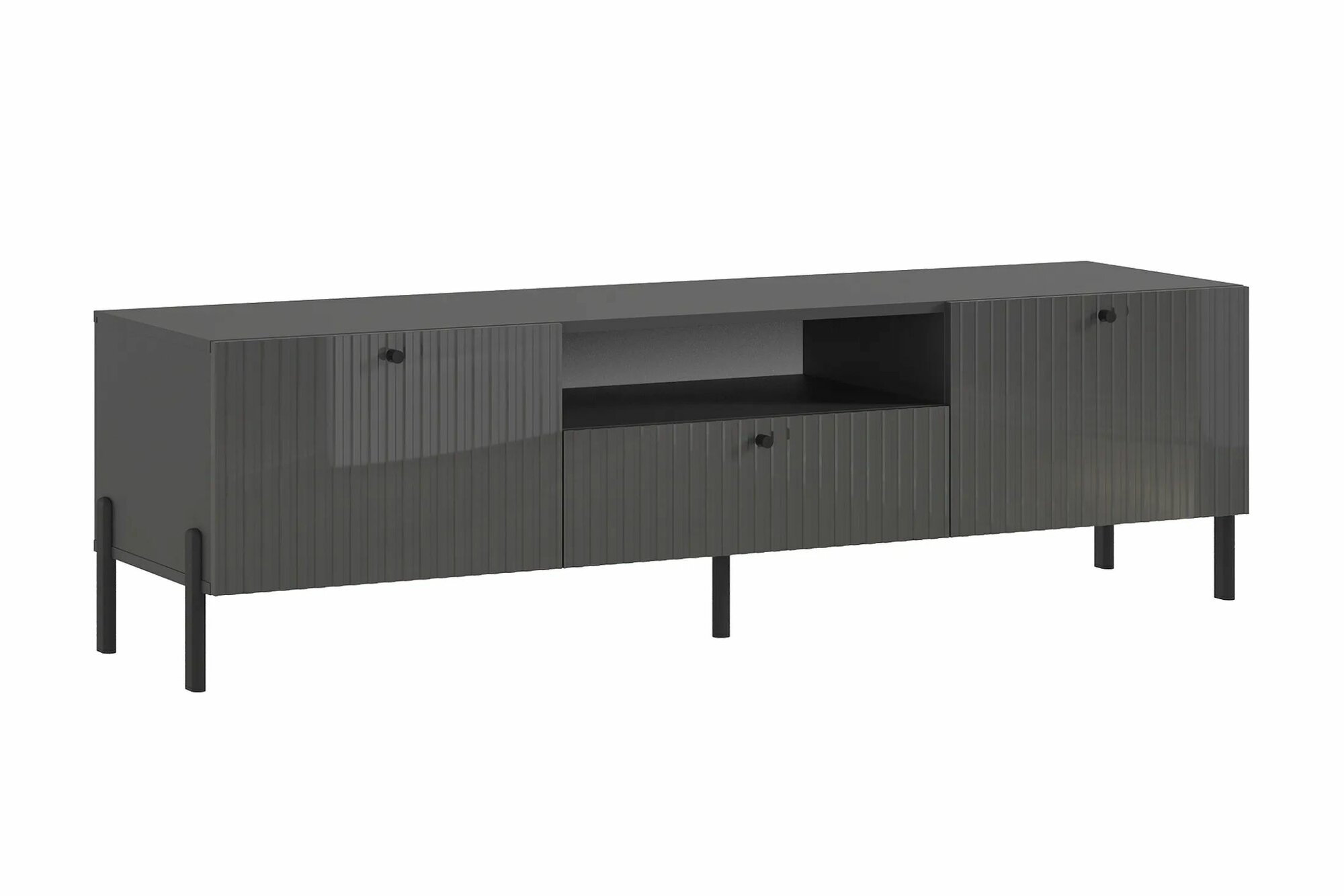 Тумба под телевизор Оливия (малая)(металл) (Графит Глянец, Графит)