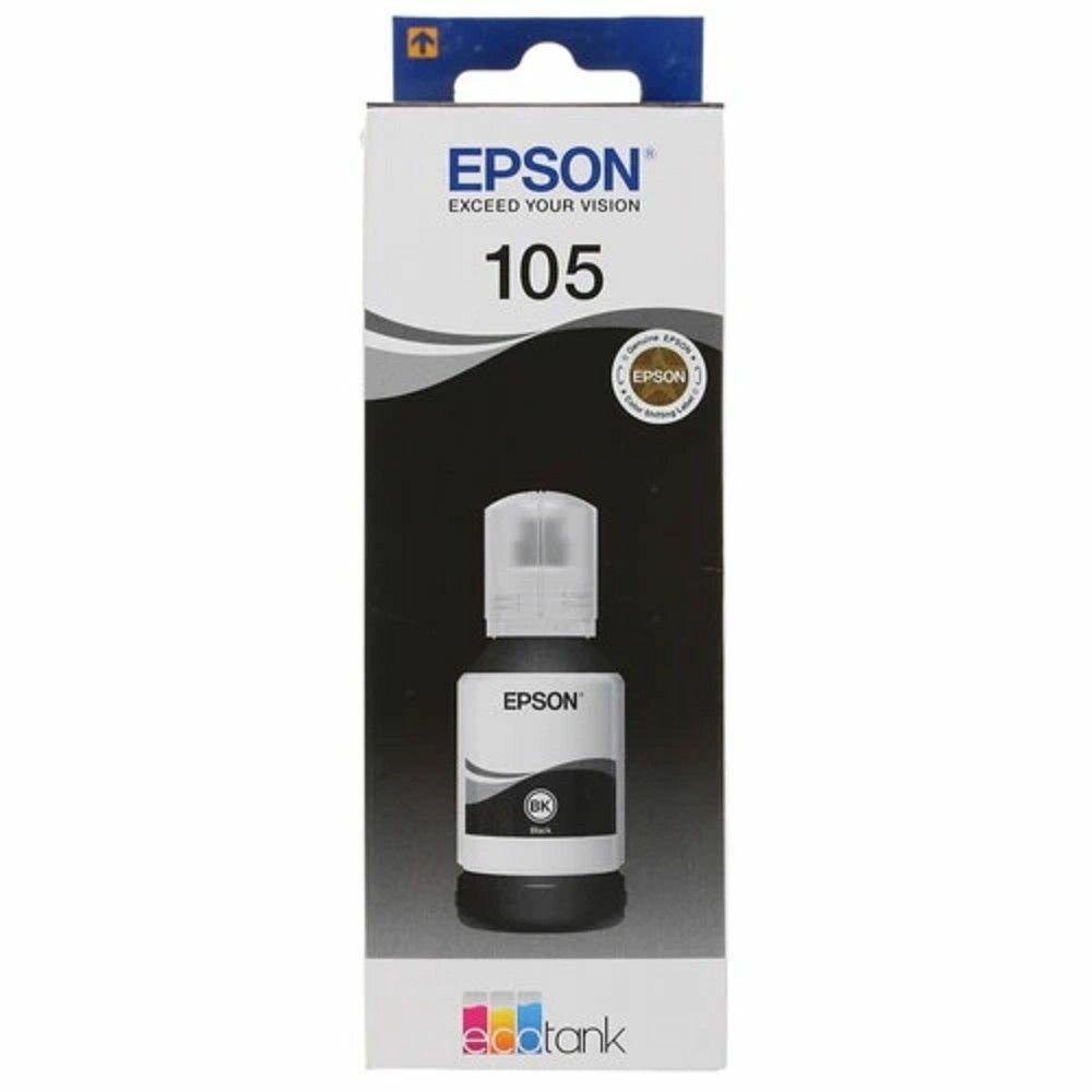 Epson Расходные материалы C13T00Q140 Контейнер 105 с черными пигментными чернилами для L7160 7180, 140 мл