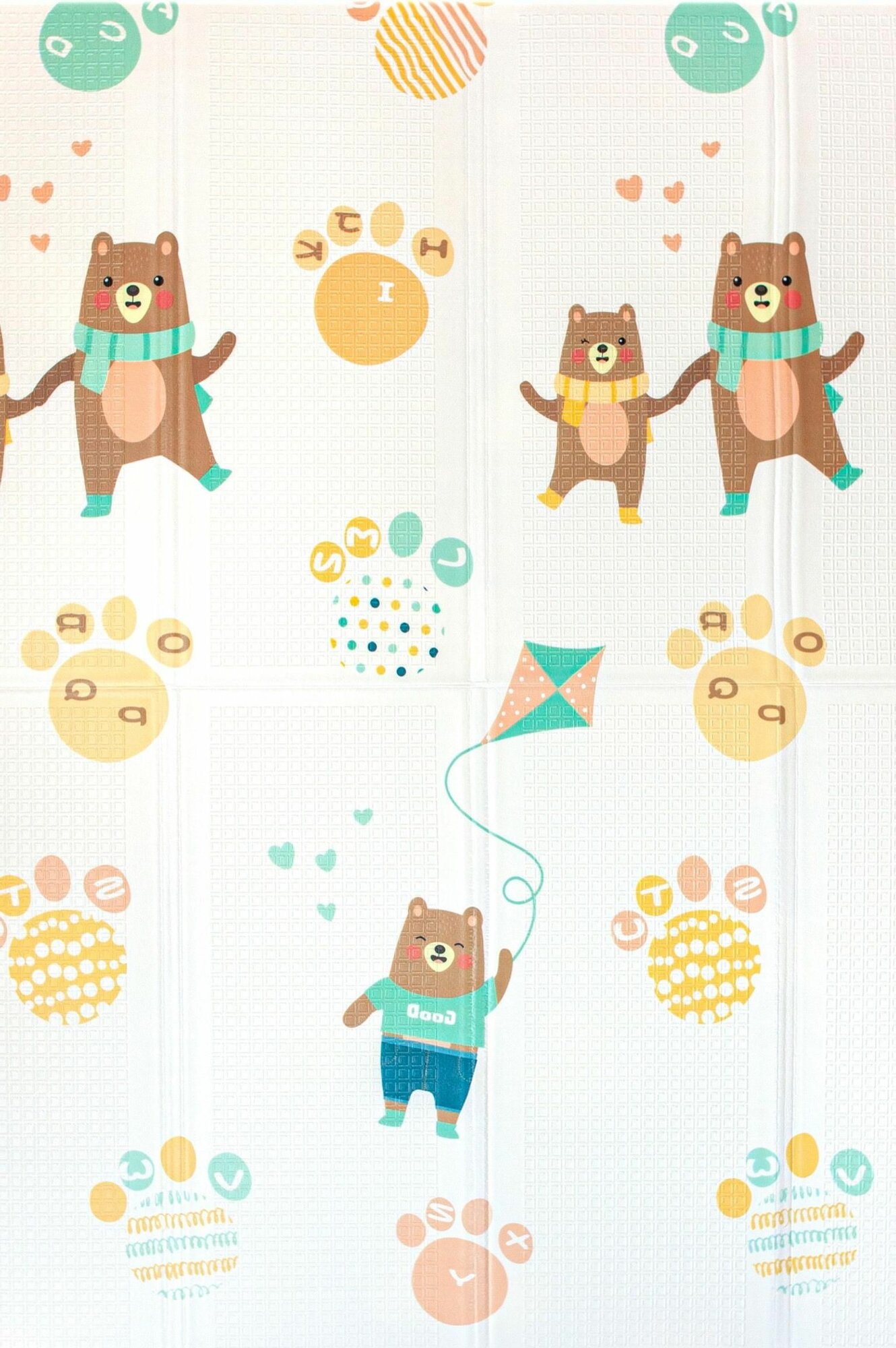 Коврик детский для ползания 180х120 см ALEX CARE KIDS Облачка/ Веселые медвежата, складной развивающий игровой двусторонний на пол для новорожденных малышей термоковрик пазл.