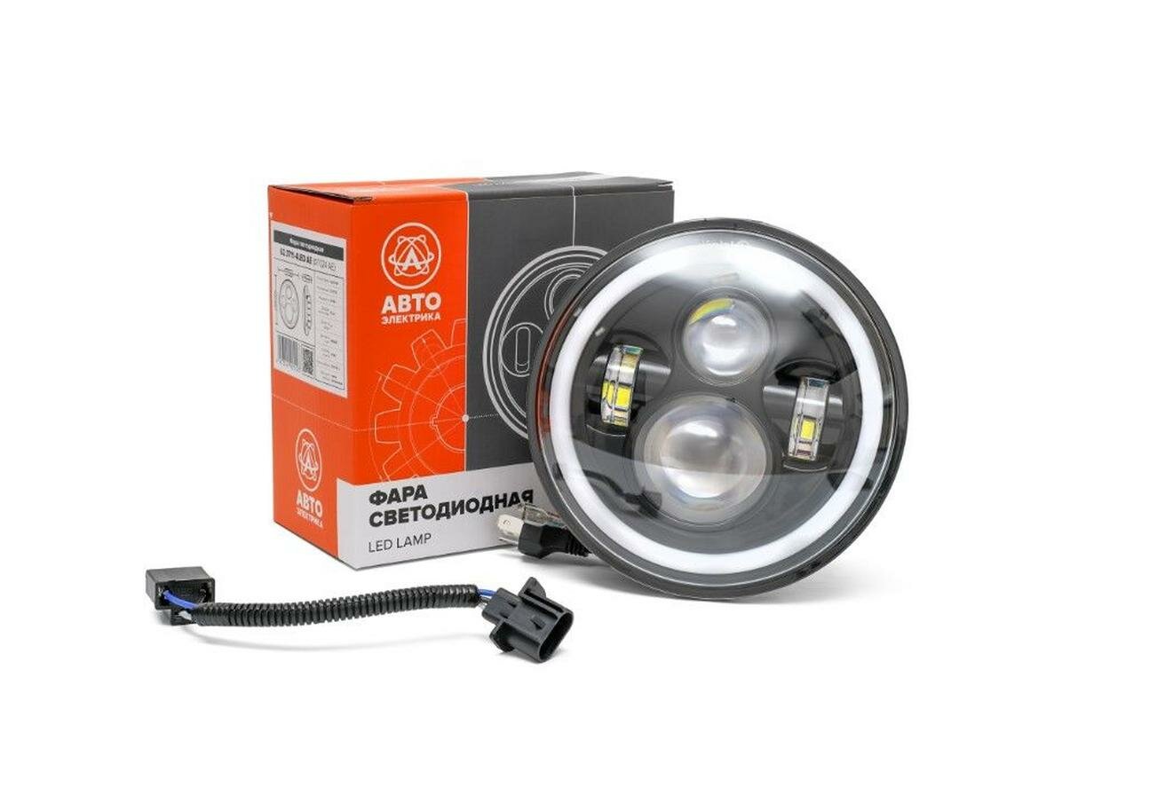 Фара светодиодная 62.3711-4LED ВАЗ, ГАЗ, УАЗ, КамАЗ, 12/24 В, 4 led, 7 дюймов (АвтоЭлектрика)