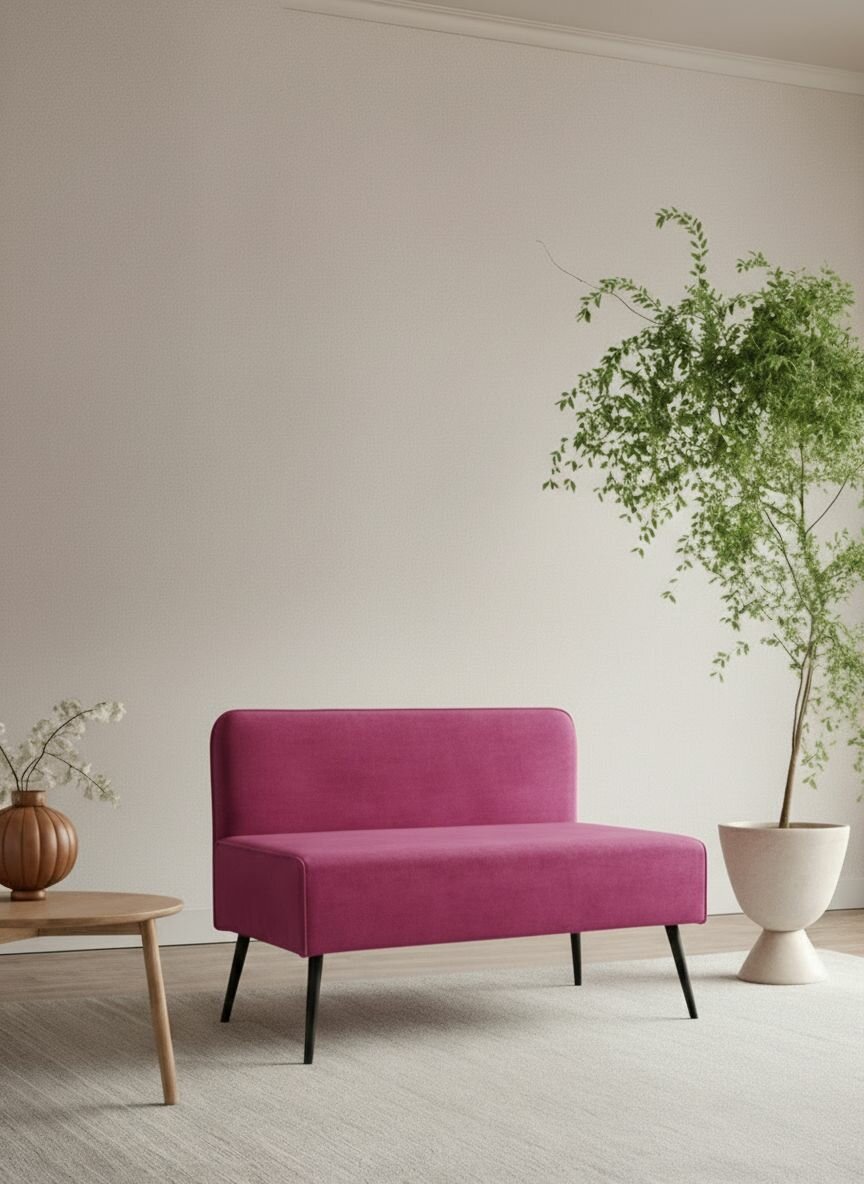Диван прямой Ион розовый велюр для офиса, дома, зоны ожидания, кухни