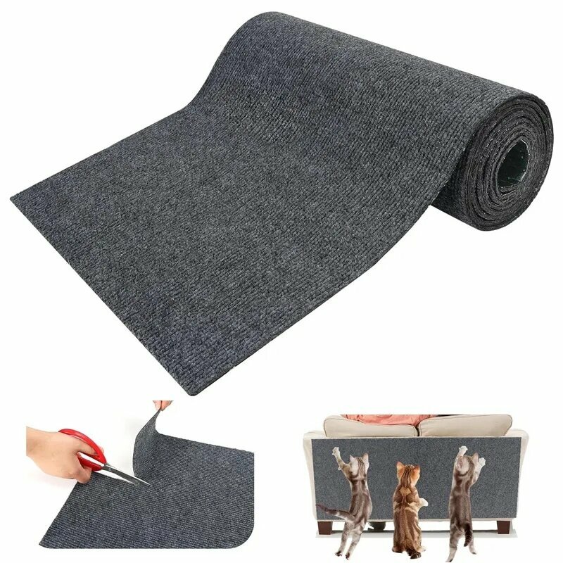 Когтеточка на стену для кошек, самоклеющаяся ковролин, защитная пленка для мебели/стен, темно-серый, 100x60 см, 1 шт