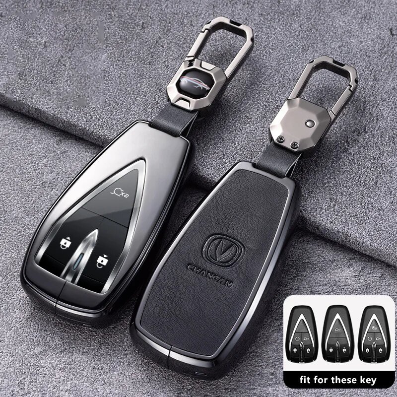 Чехол для автомобильного ключа из цинкового сплава для Changan CS75 Plus Univ CS55 CS35 UNIT UNIK CS85 Oshan X7 X5, чехол с дистанционным управлением, брелок, аксессуары, Key Case for Changan, Style2-Black-1 piece
