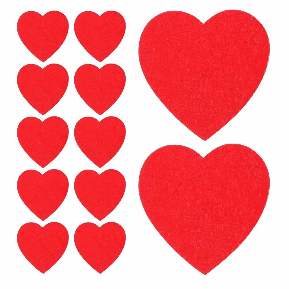 Красные бамбуковые деревянные сердечки для скрапбукинга и рукоделия, 3 см, 700 штук