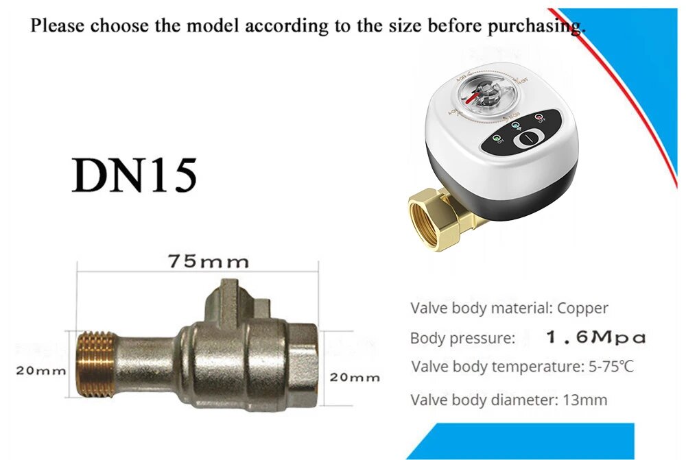 Mumubiz eWeLink Smart Zigbee Шаровой Кран DN15/DN20/DN25, DN15 (0.5 inch)