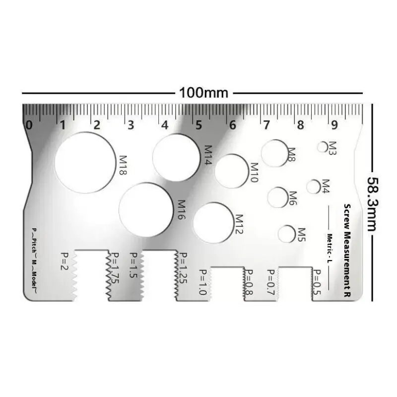 Измеритель резьбы винтов HUXUAN, 0-80 мм, Silver