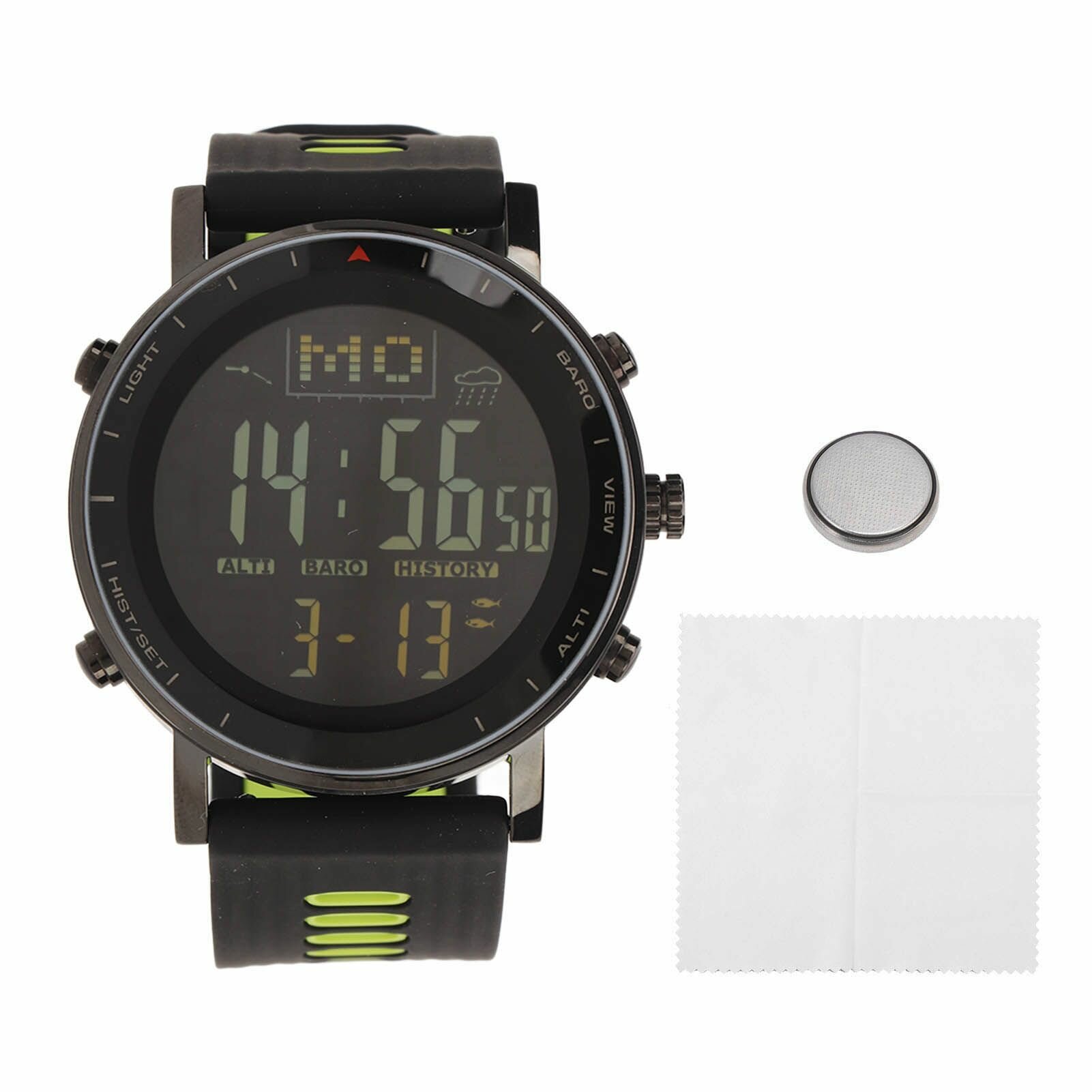Спортивные часы на открытом воздухе, изменение давления воздуха, многофункциональные электронные наручные часы для рыбалки, туризма, черный, зеленый
