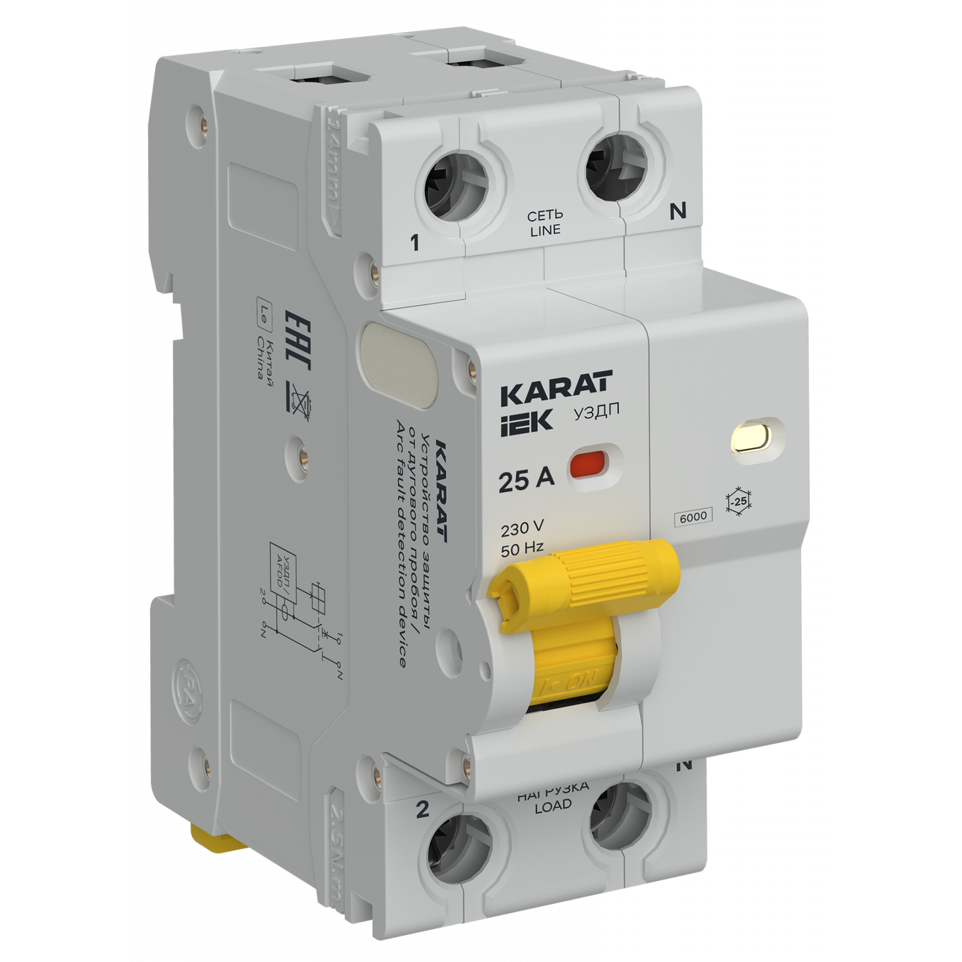 KARAT Устройство защиты от дугового пробоя 1P+N 25A, IEK KA-DP10-1-025 (1 шт.)