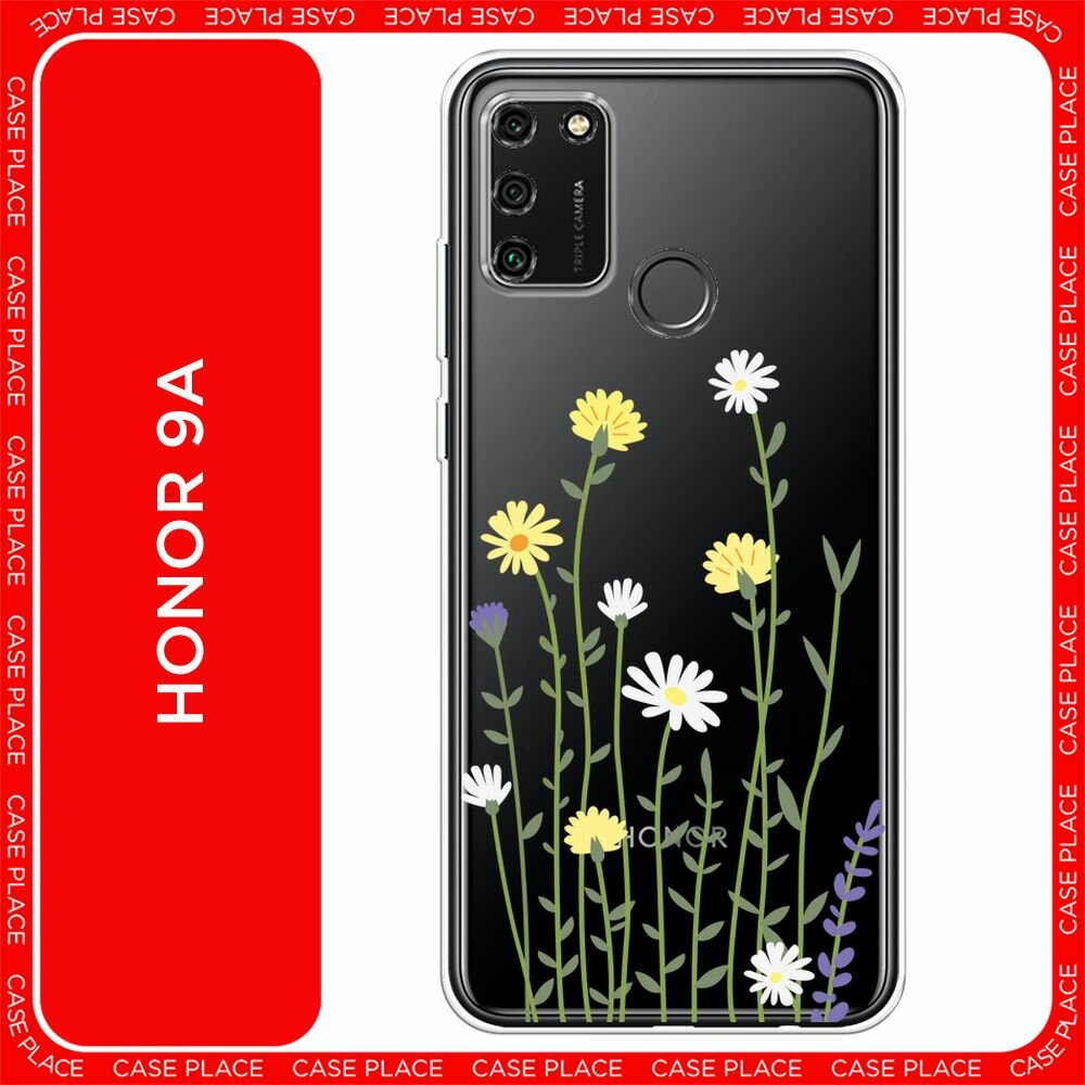 Чехол на Honor 9A / Хонор 9А с принтом "Пучок полевых цветов", прозрачный