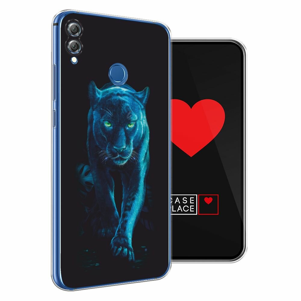 Чехол на Honor 8X / Хонор 8Х с принтом "Пантера в лунном свете" — фото 1