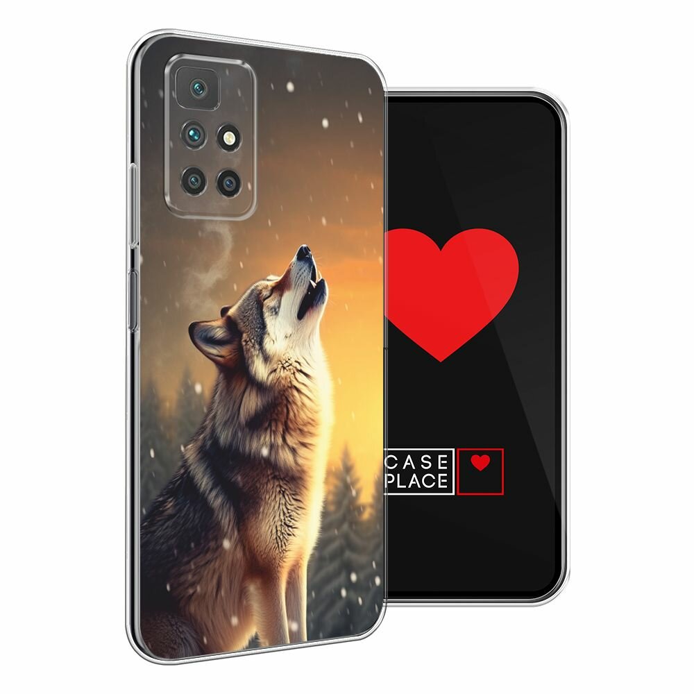 Чехол на Xiaomi Redmi 10 / Сяоми Редми 10 с принтом "Воющий волк" — фото 1
