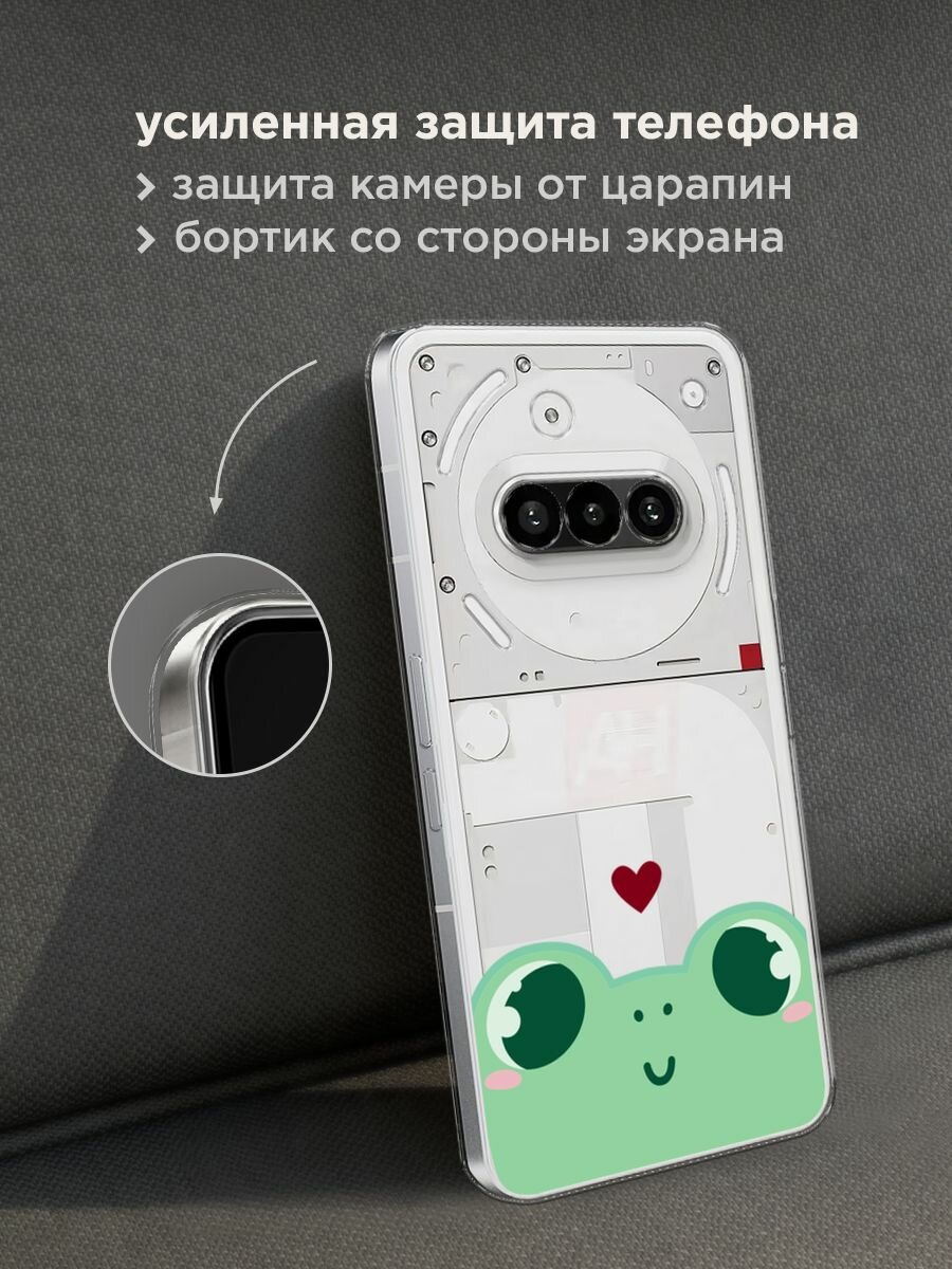 Чехол на Nothing Phone 3a / Нотинг Фон 3а с принтом "Влюблённая лягушка - 14 февраля", прозрачный — фото 1