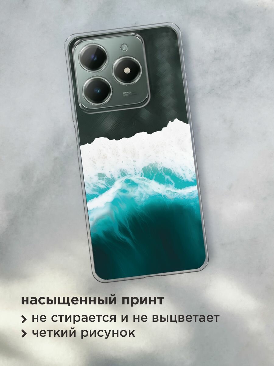 Чехол на Realme C61 4G (Global) / Реалми C61 4G с принтом "Большая волна", прозрачный — фото 1