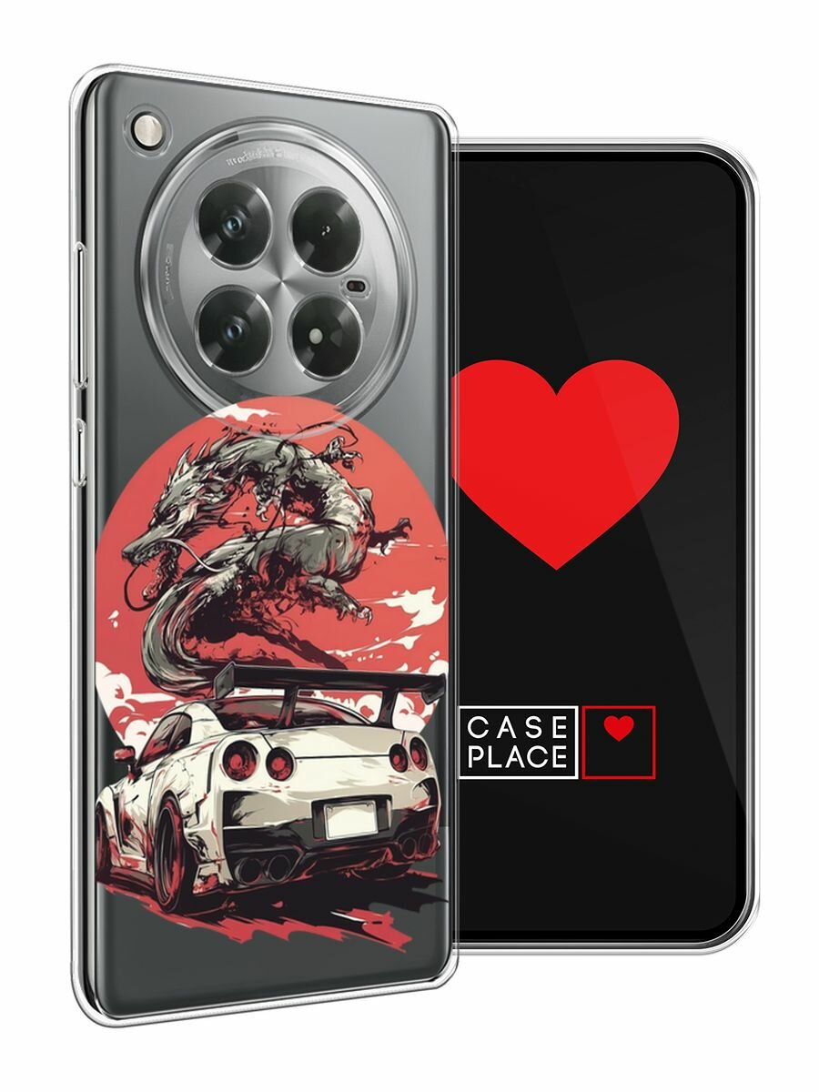 Чехол на Infinix Zero 40 5G / Инфиникс Зеро 40 5G с принтом "Car and dragon", прозрачный — фото 1