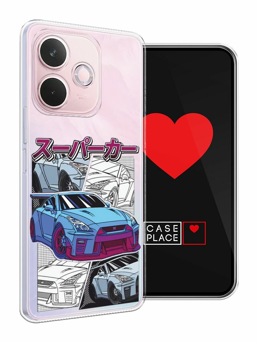 Чехол на Oppo A5 Pro / Оппо А5 Про с принтом "JDM коллаж", прозрачный — фото 1