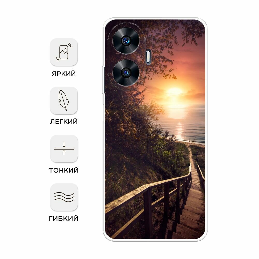 Силиконовый чехол на Realme C55 / Реалми C55 с принтом "Мост у воды" — фото 1