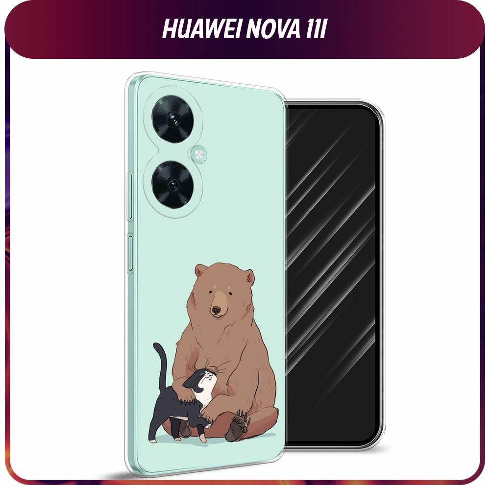 Чехол на Huawei Nova 11i / Хуавей Нова 11i с принтом "Медведь и кошка дружба"