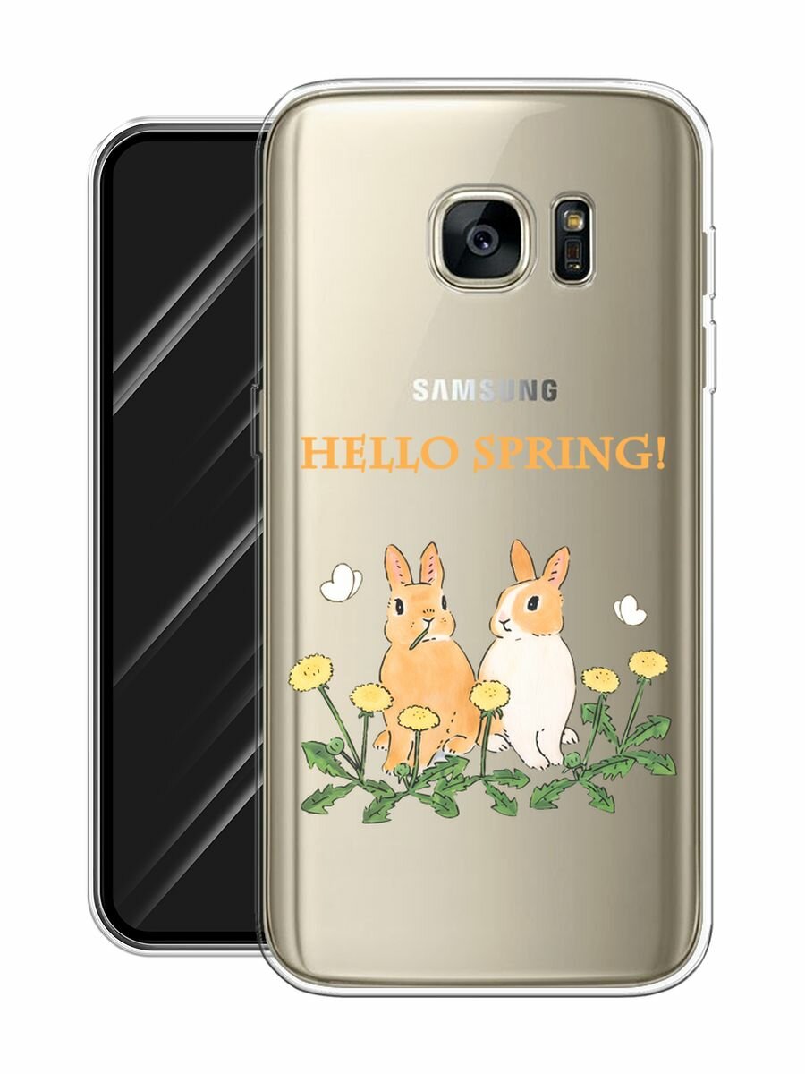 Чехол на Samsung Galaxy S7 / Самсунг Галакси С 7 с принтом "Весенние кролики", прозрачный — фото 1