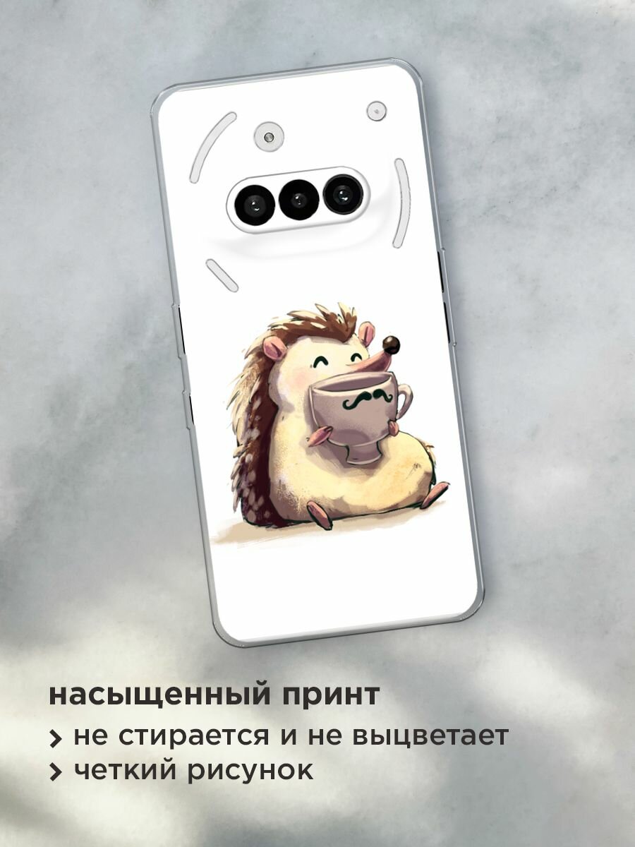 Чехол на Nothing Phone 3a / Нотинг Фон 3а с принтом "Еж кофеман" — фото 1