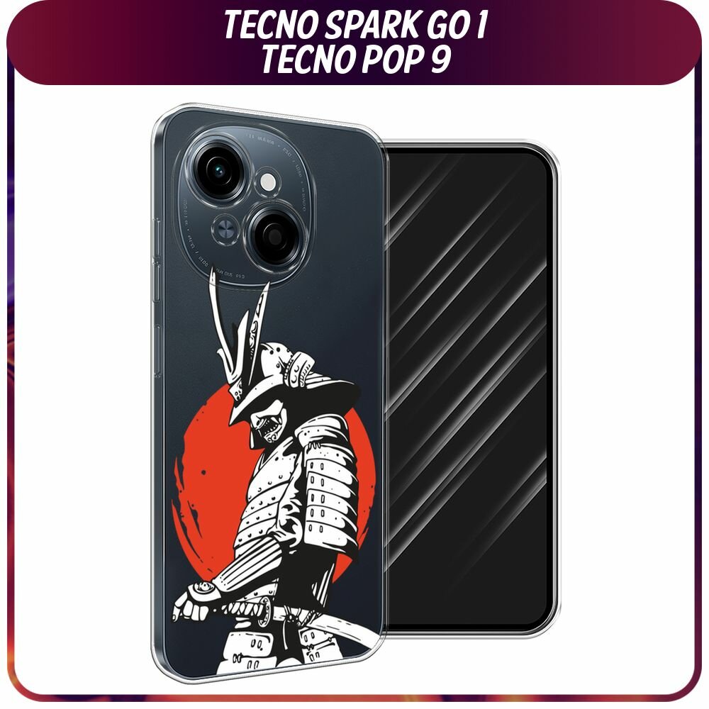Чехол на Tecno Spark Go 1/Pop 9 / Текно Спарк Go 1/Поп 9 с принтом "Самурай с катаной", прозрачный